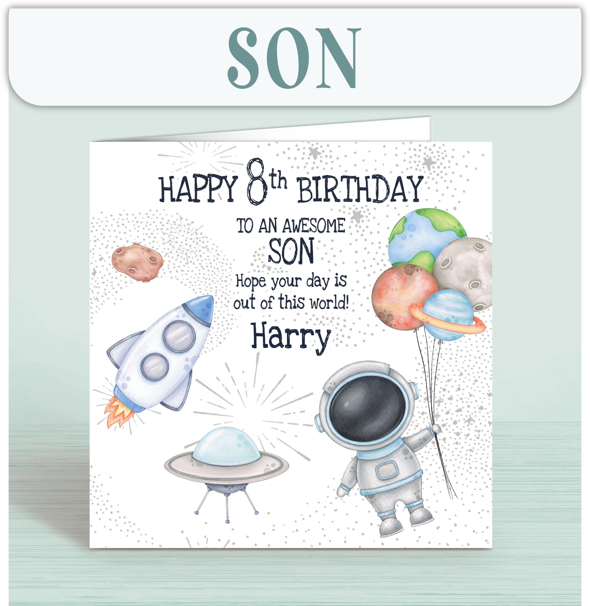 Son Birthday Cards, Personalised Birthday Cards for Son, Kids Age 1-15 ...