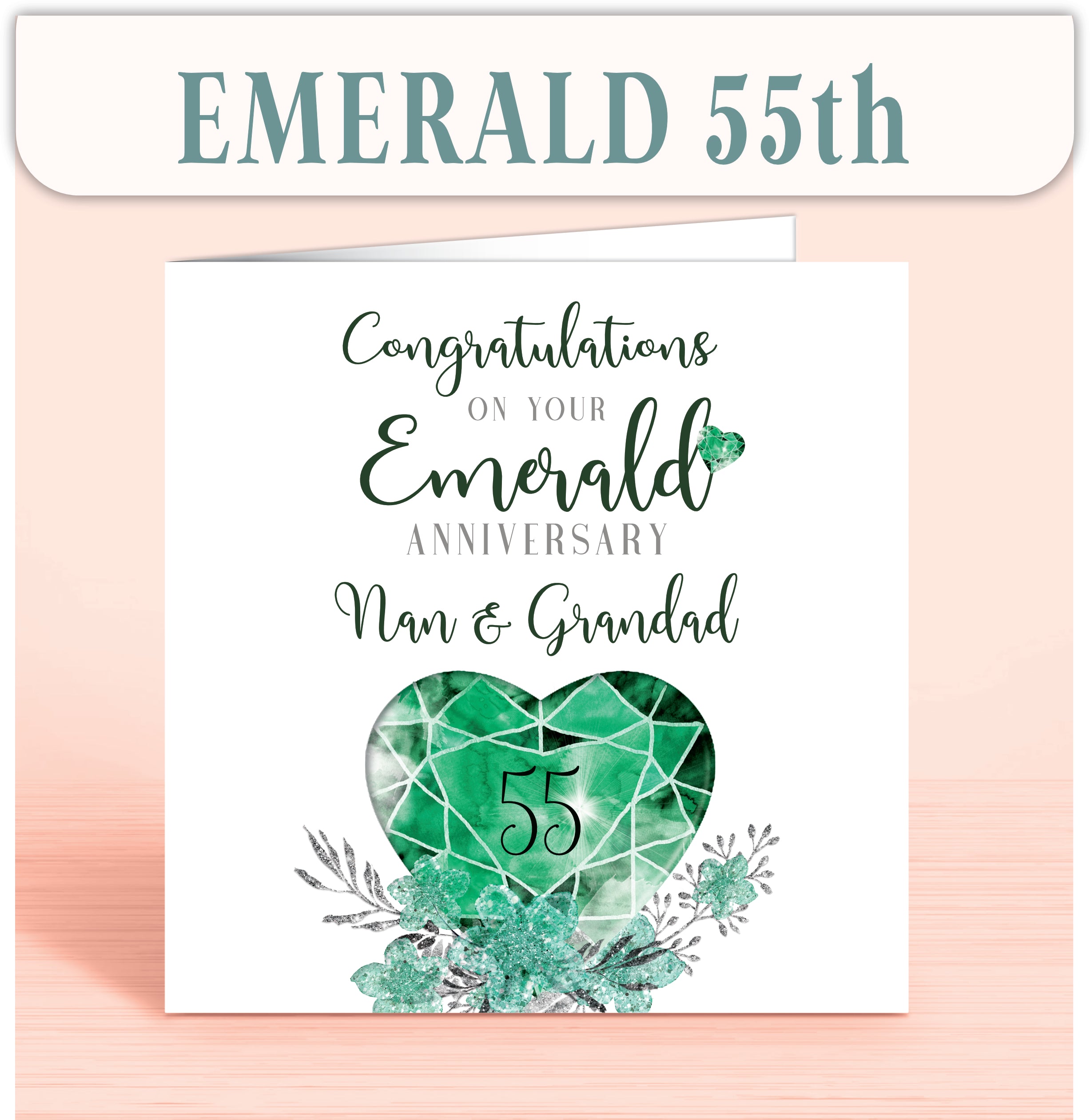 Emerald 55th Anniversary Cards, Personalised Nan & Grandad, Mum & Dad ...