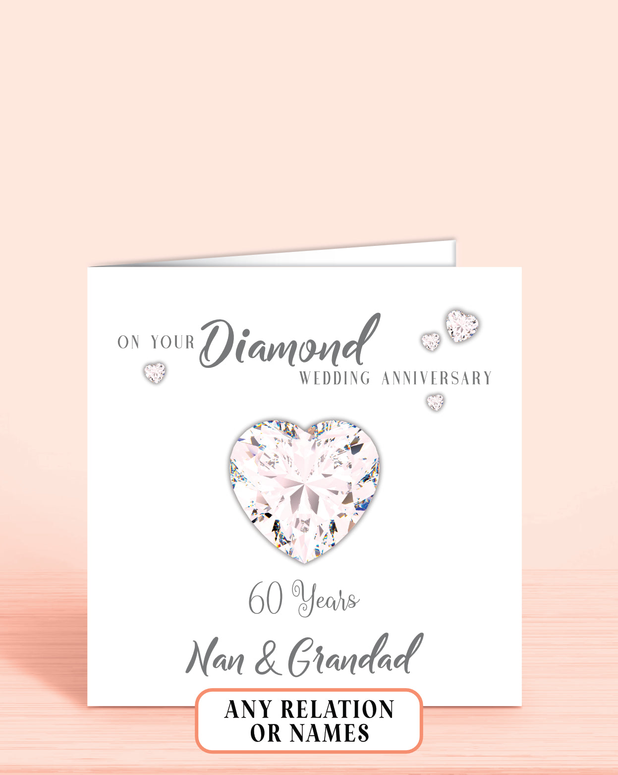 Diamond 60th Anniversary Card (6x6 inches) – Oliver Rose Designs