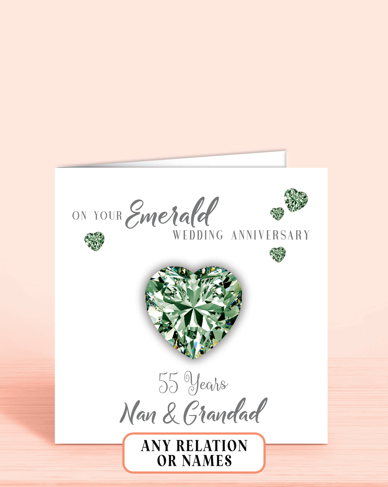 55th Emerald Anniversary Card (6x6 inches) – Oliver Rose Designs
