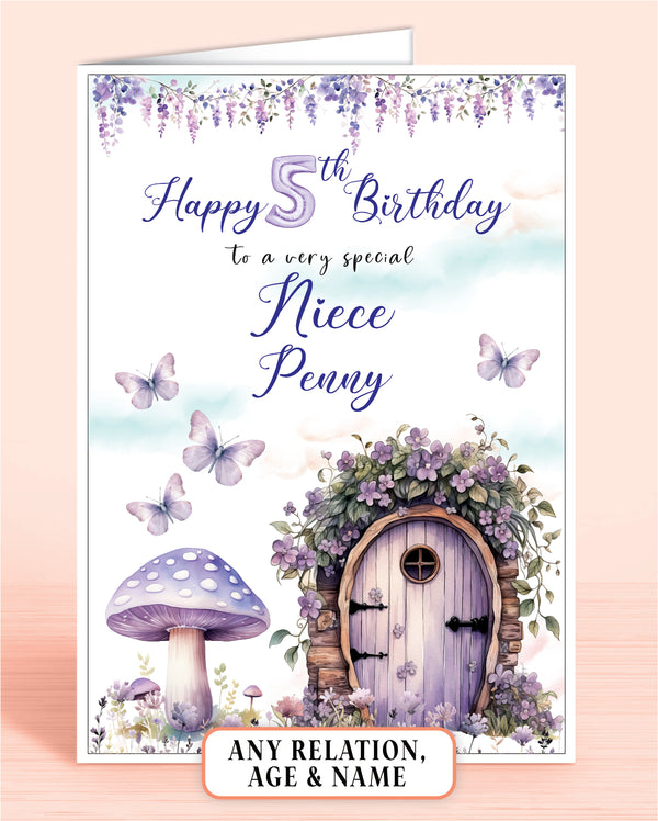 Niece Birthday Card, Personalised Fairy Door (8x6 inches) – Oliver Rose ...