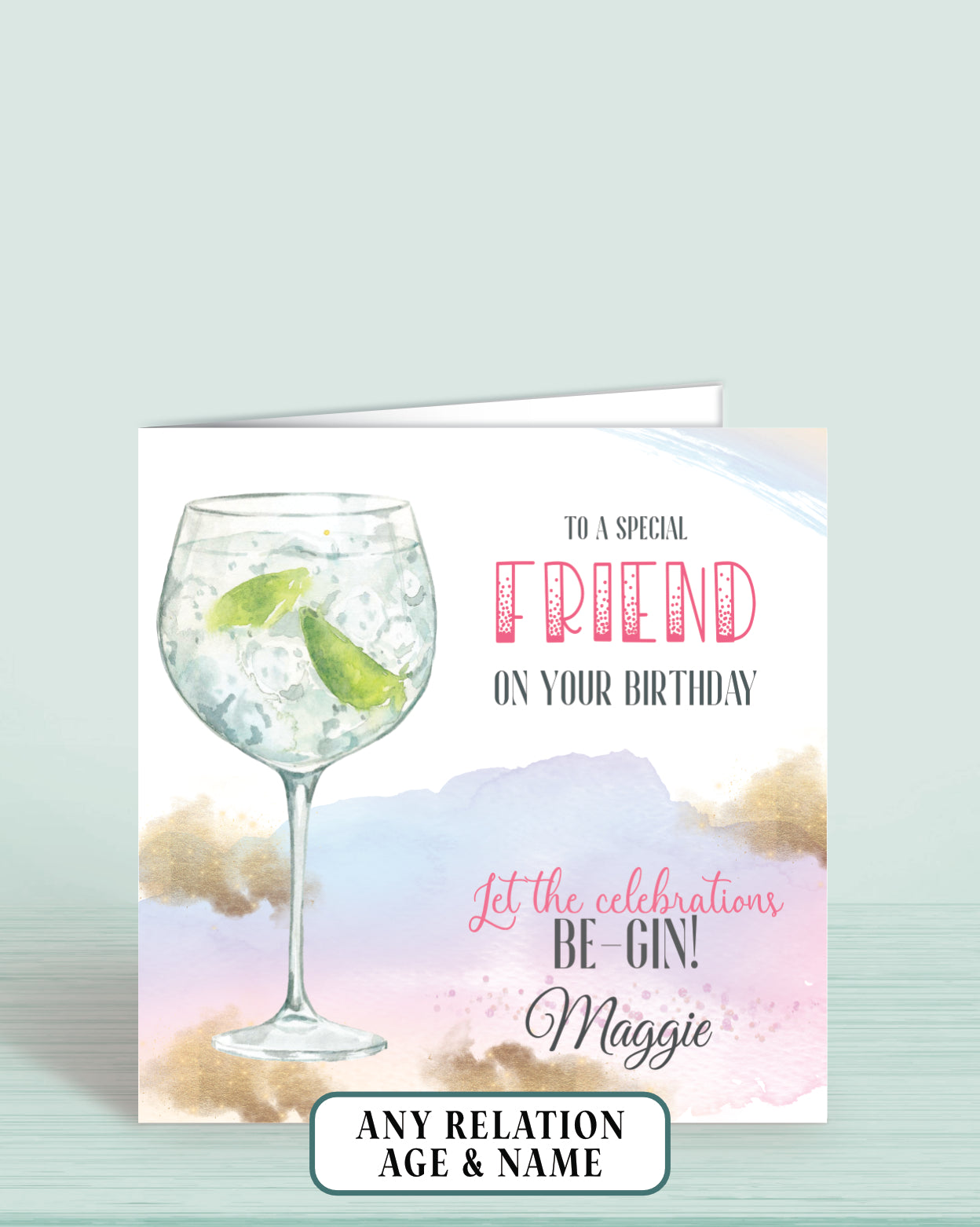 Green Gin Birthday Card - Let the Celebrations Be-Gin (6x6 inches ...