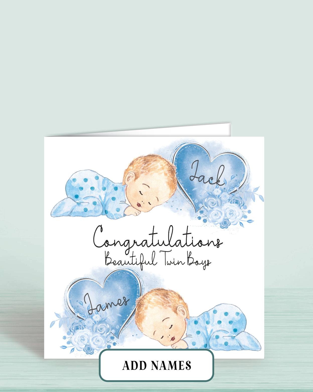 Twin Baby Congratulations Cards Double The Happiness Baby Shower Card