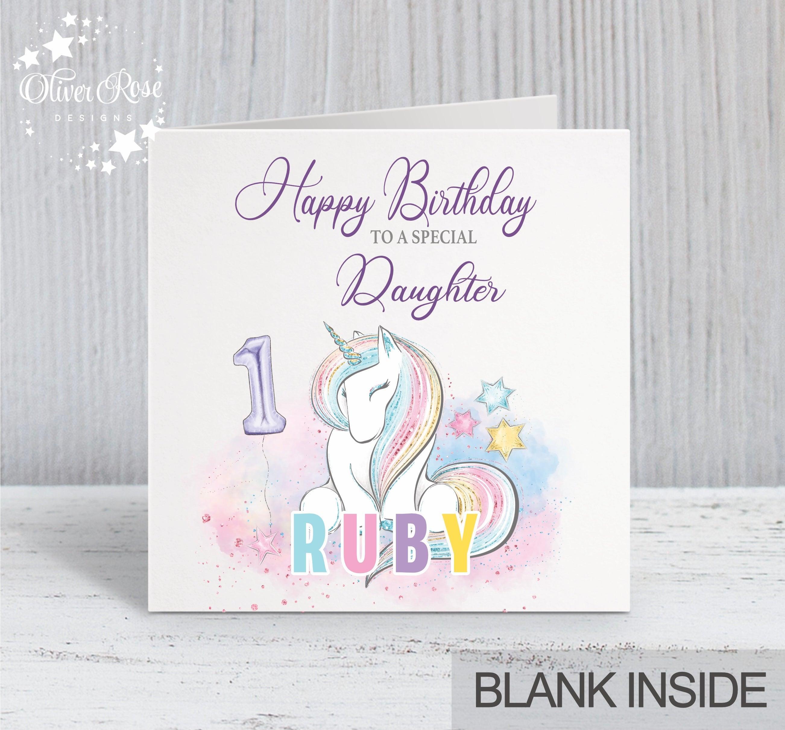 Personalised Birthday Card - Shy Unicorn – Oliver Rose Designs